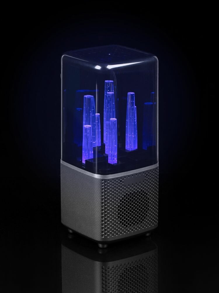 Беспроводная колонка с подсветкой citySound, черная, 9,5x9,5x21 см; упаковка: 13,5x13,5x23,5 см, пластик; стеклопластик