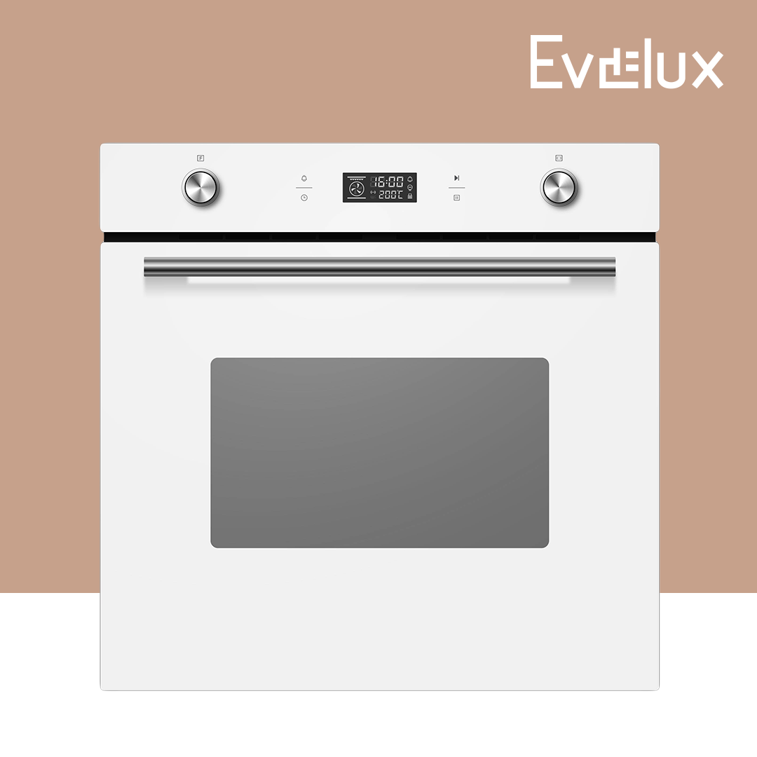 Электрический духовой шкаф Evelux EO 650 PW ширина 60 см, объем 70 л, гриль, конвекция, 9 режимов, белый