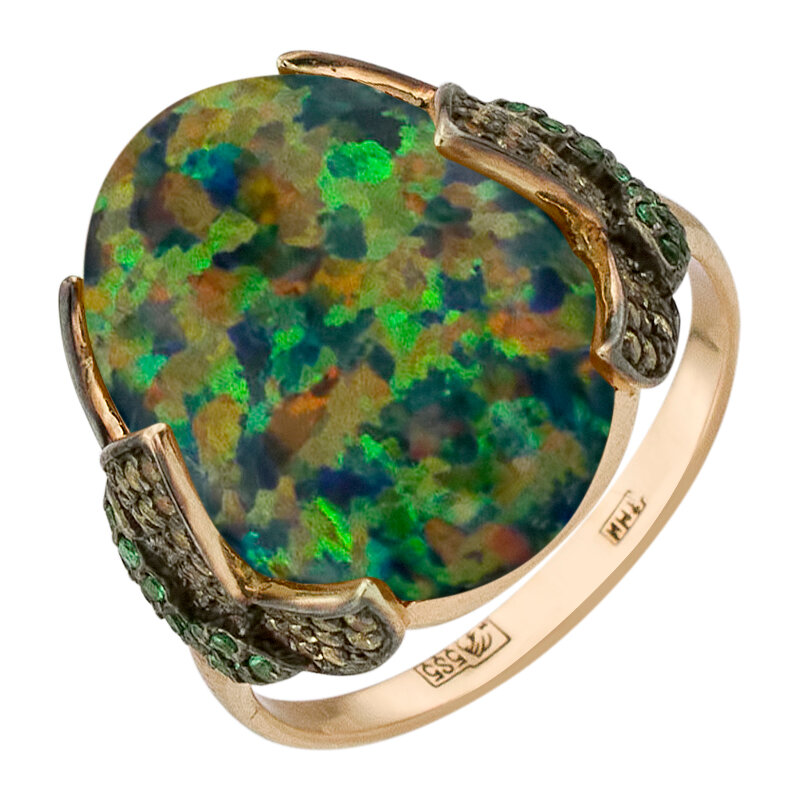 Кольцо, красное золото, 585 проба, опал