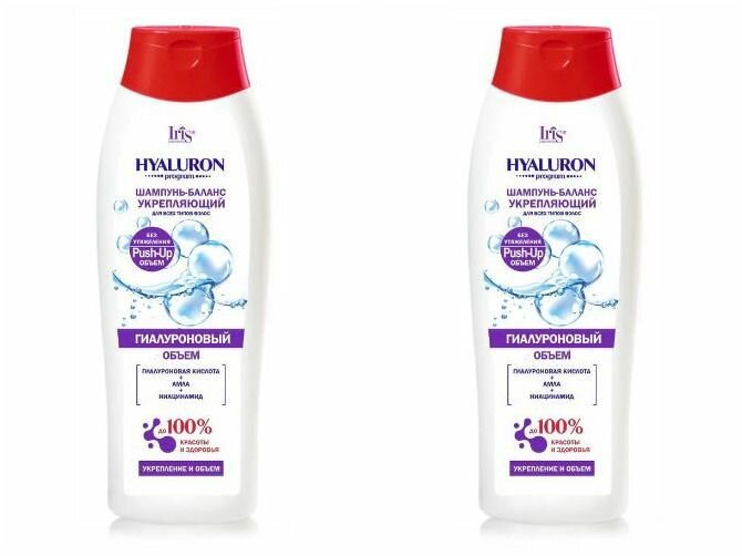 Iris Шампунь-баланс укрепляющий для всех типов волос, Hyaluron Program, 400 мл - 2 шт