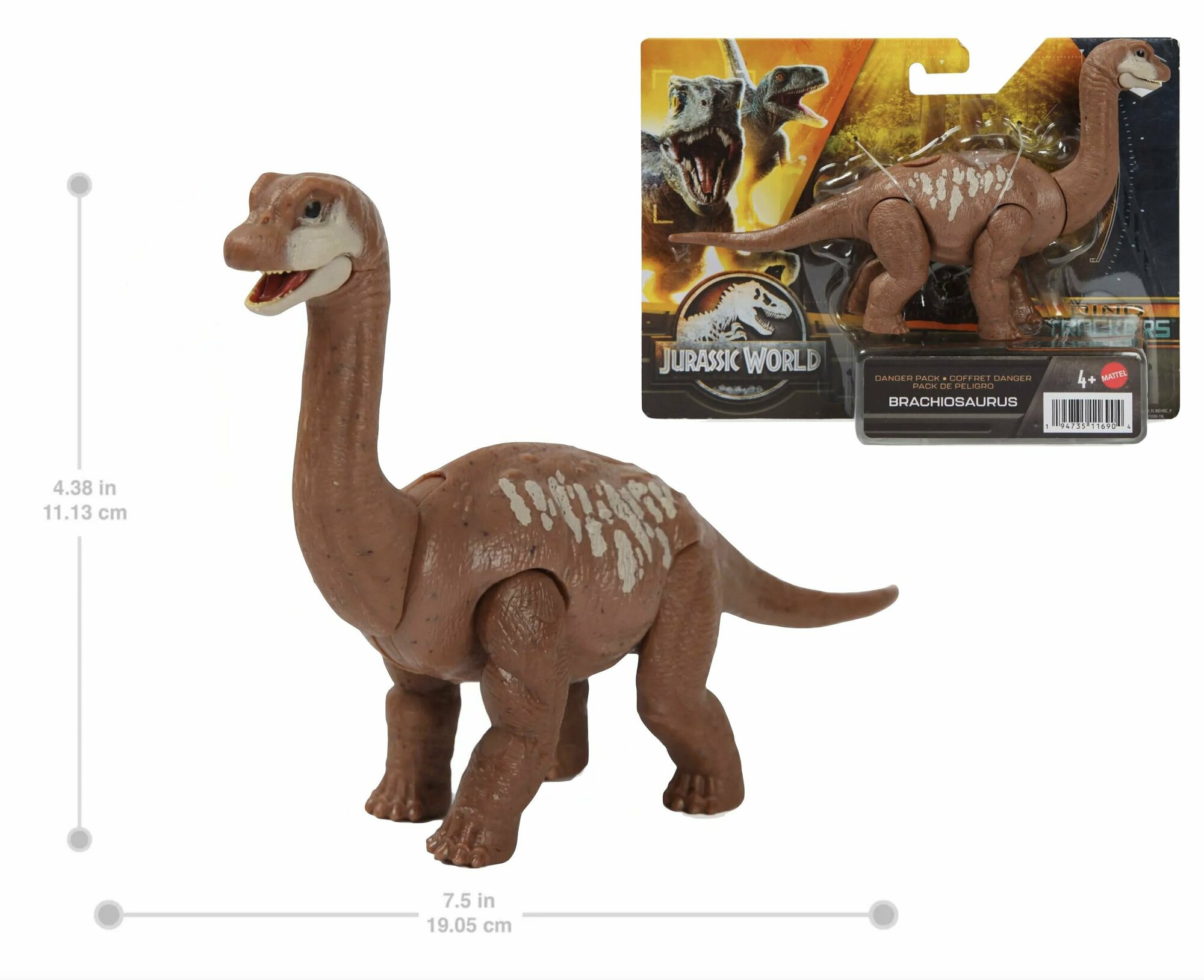 Фигурка динозавра брахиозавр Мир Юрского периода серия Опасные динозавры Jurassic World Brachiosaurus Danger Pack HLN52 Mattel