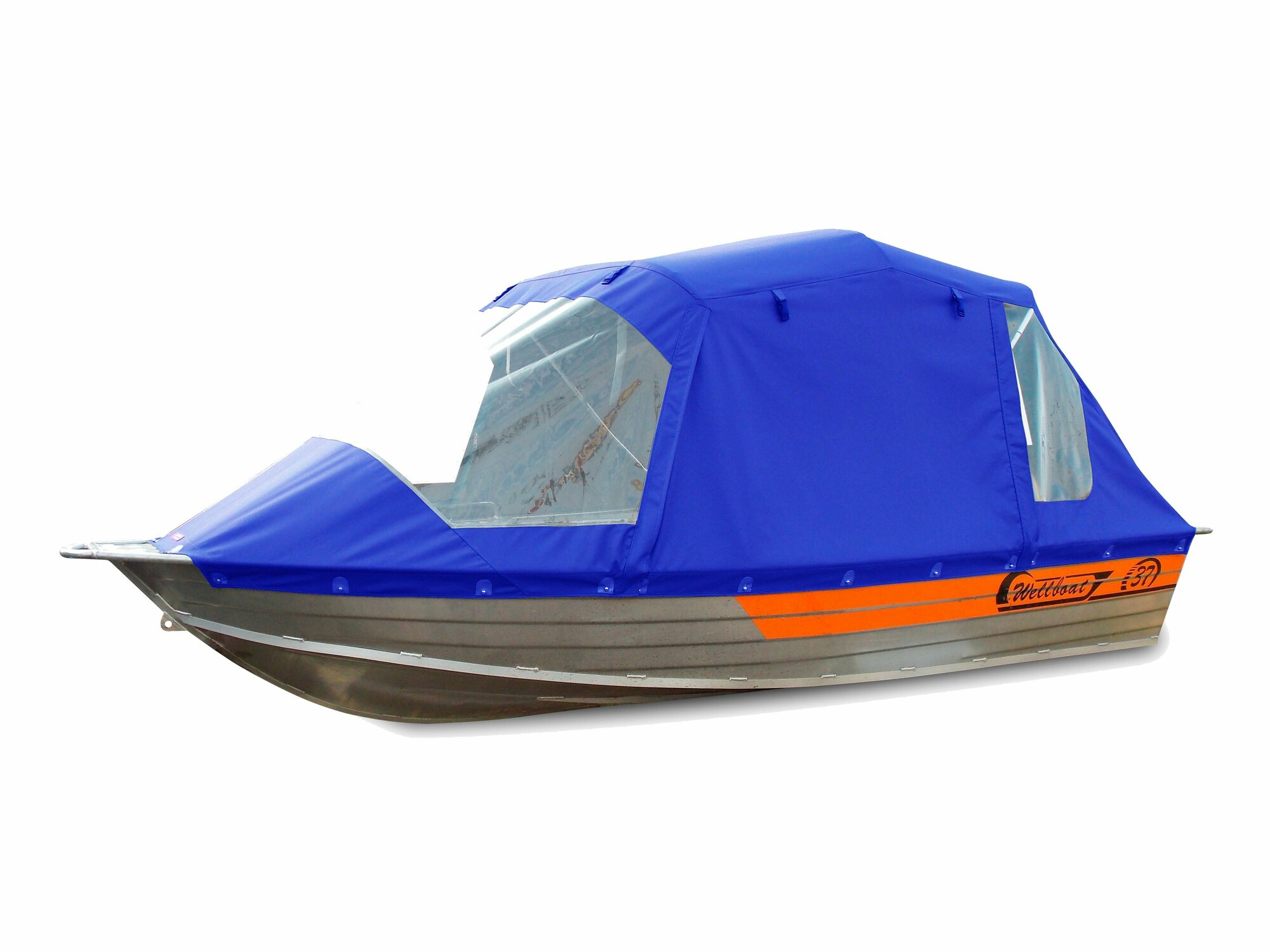 Wellboat-37. Вельбот-37. Тент ходовой с дугами с креплениями