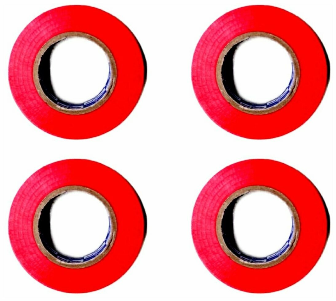 Изолента ПВХ Klebebander 19 мм х 20 м, 130 мкм, 4 кВ, красная (4 штуки)