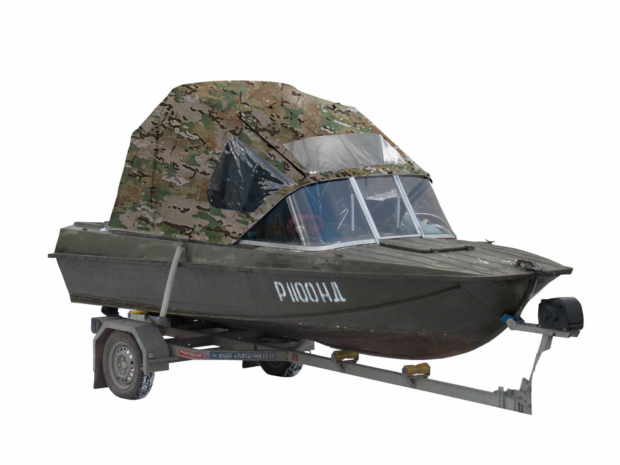 Казанка 5М2,3,4. Стекло с калиткой, тент, дуги, крепление. Высокий Комплект