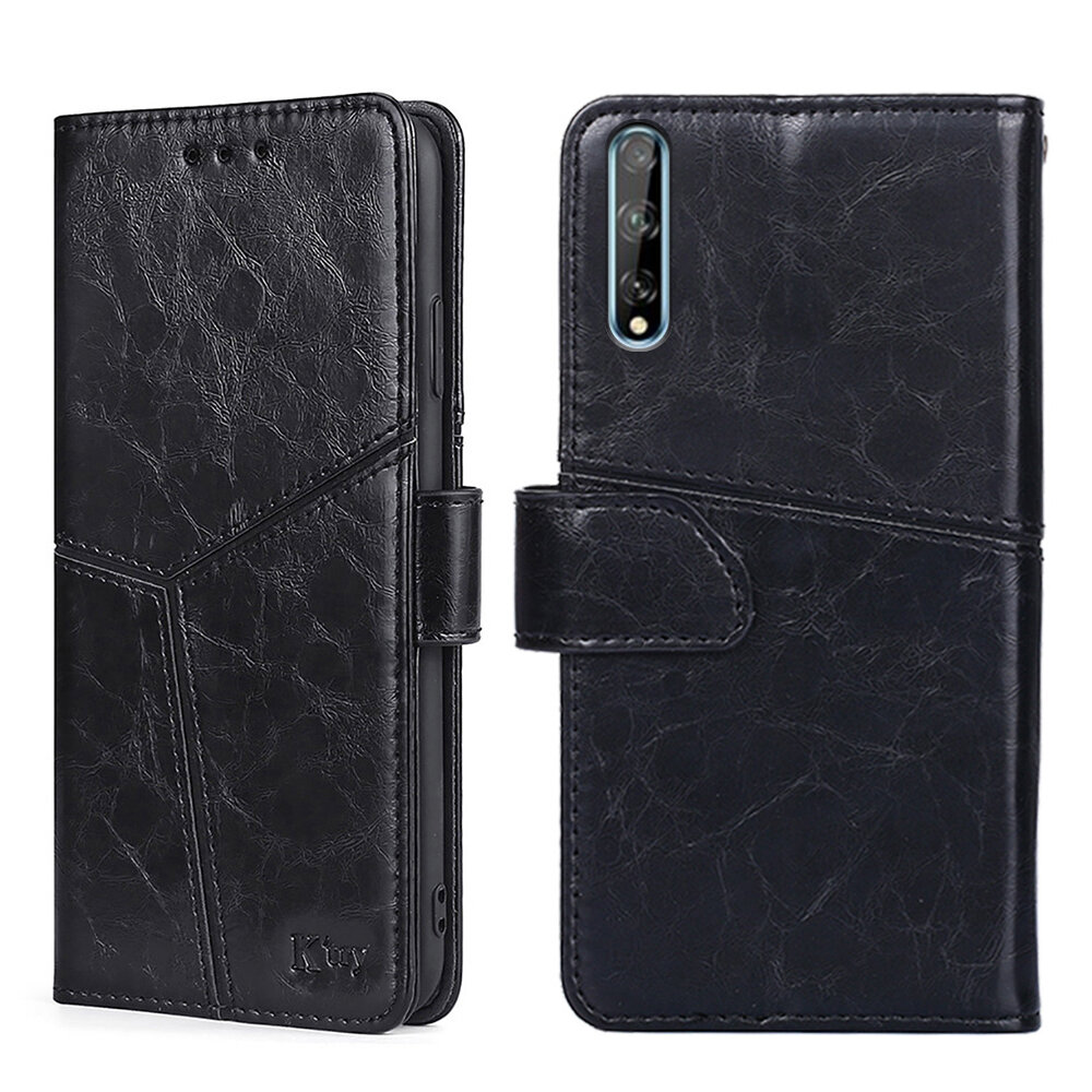 Чехол-книжка MyPads для Huawei Y8P / Хуавей Y8p, объединяет геометрию (черный)