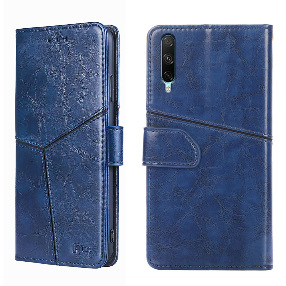 Чехол-книжка MyPads для Honor 30i (LRA-LX1) / Хонор 30i, объединяет геометрию (темно-синий)