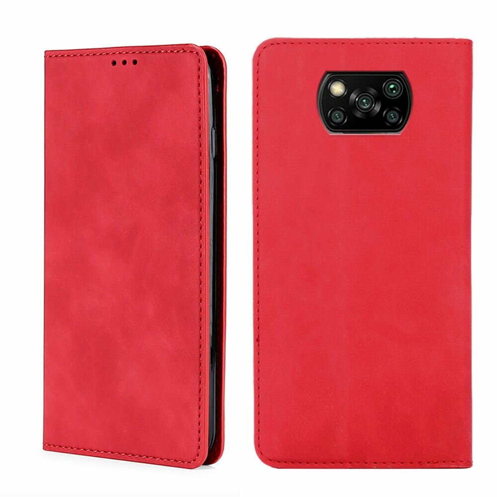 Чехол-книжка MyPads для Xiaomi Poco X3/Poco X3 Pro / Сяоми Поко X3/Поко Х3 Про мягкое прикосновение (красный)