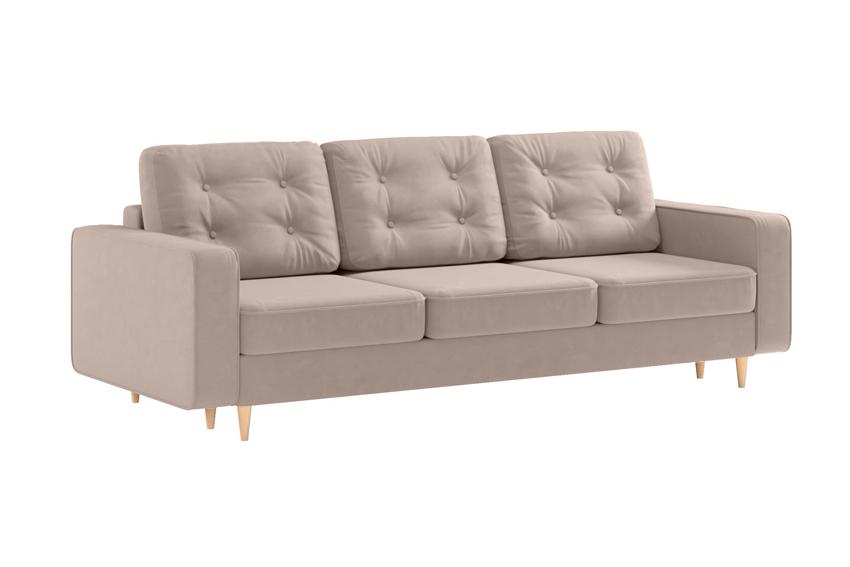 Диван-кровать, трехместный Хэппи, Легкомаркет, в цвете светло-коричневый (Велутто 06), блок независимых пружин