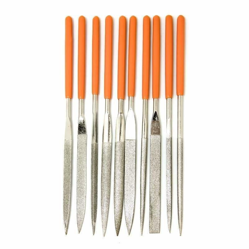 Набор надфилей кобальт алмазных, 140х 50х3 мм, обрезиненные рукоятки (10 шт.) чехол