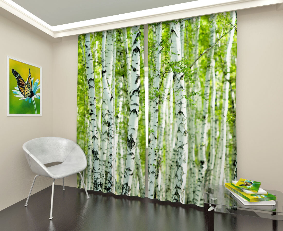 Фотошторы Арт Паула Березовая роща Габардин В: 260 см Ш: 2*145 = 290 см