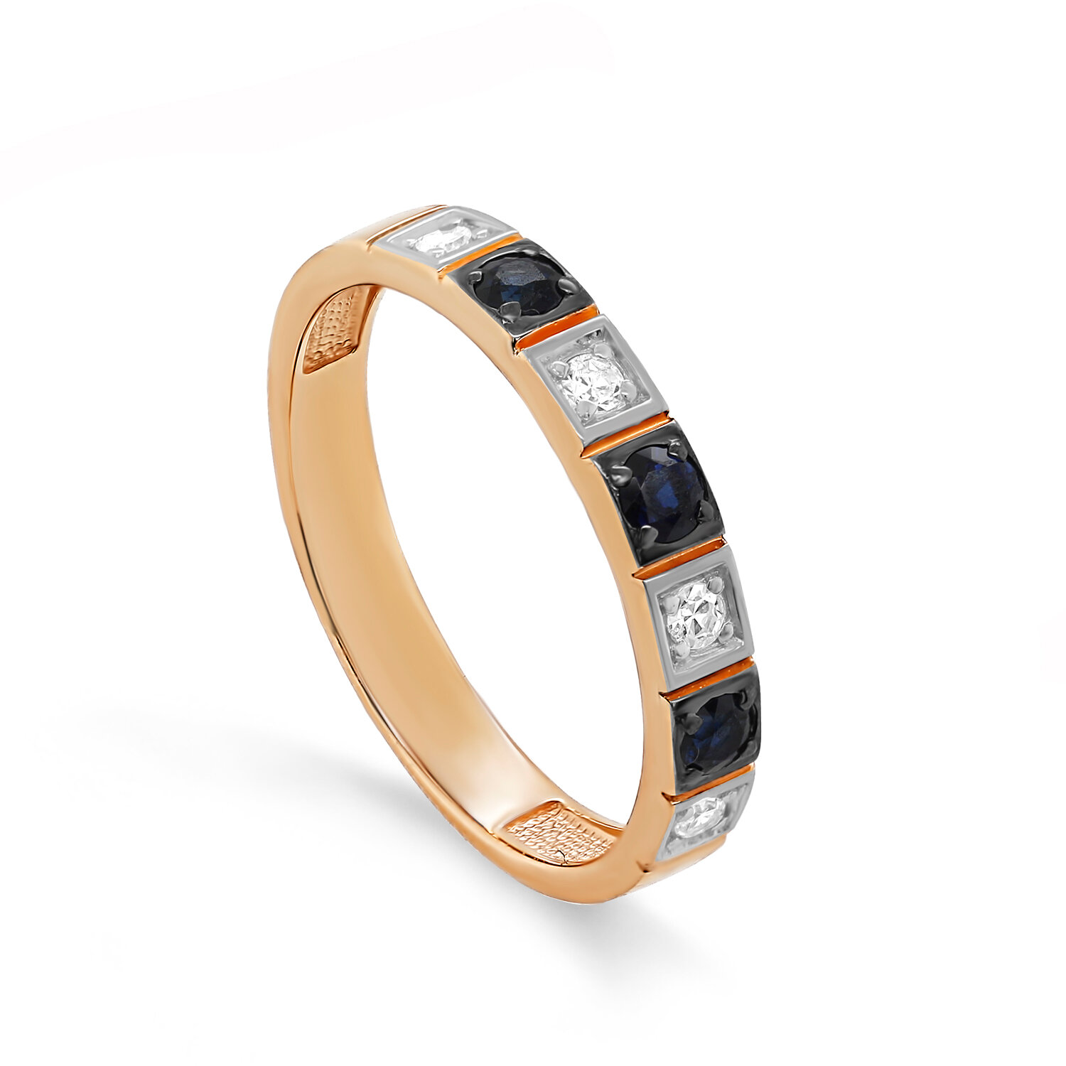 Кольцо, красное золото, 585 проба, бриллиант, сапфир