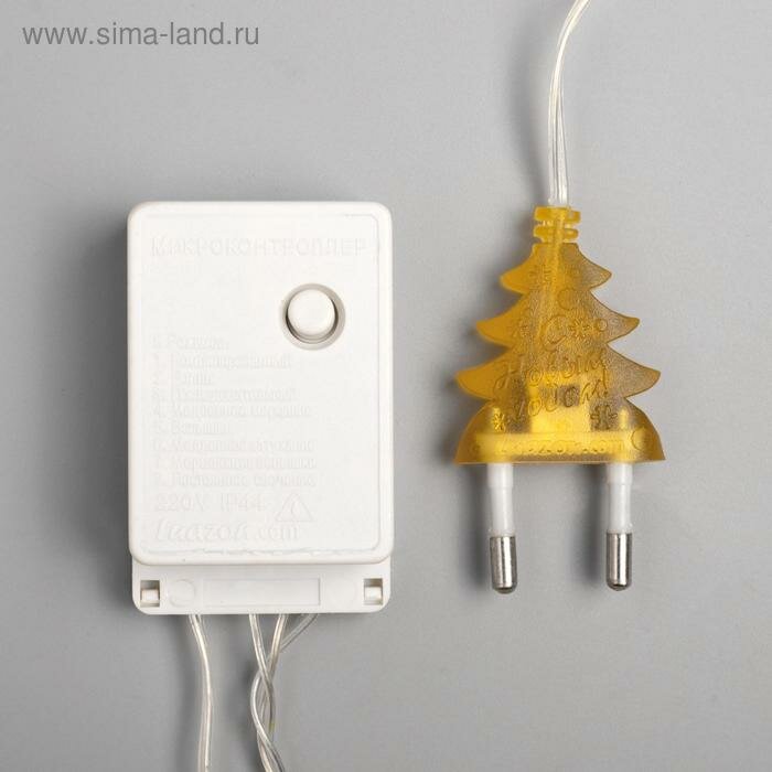 Гирлянда Нить 5 м с насадками Ёжики жёлтые , IP20, прозрачная нить, 30 LED, свечение жёлтое, 8 режимов, 220 В
