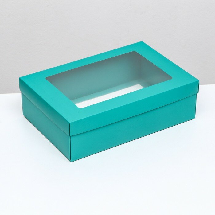 Коробка подарочная складная, упаковка, «Изумрудная», с окном 30×20×9 см