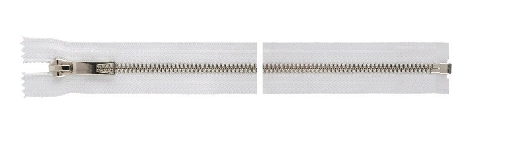 Молния Металл декоративные тип 3, 5 "Gamma" Premium SDV-3 70 см с брелком под серебро однозамковые Тип 3 1 шт разъёмные белый