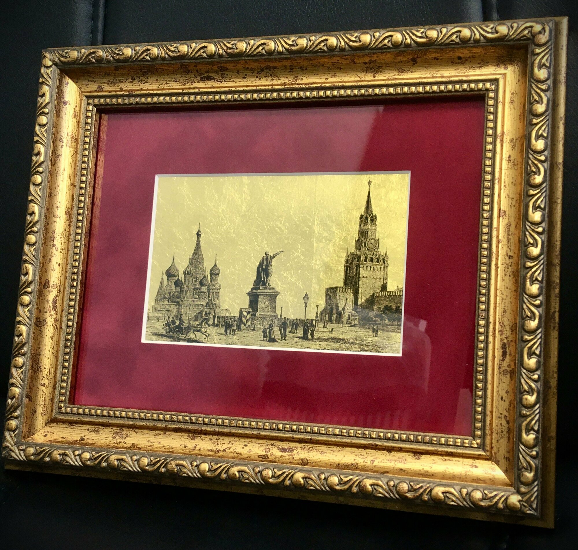 Картина Москва Красная площадь на сусальном золоте