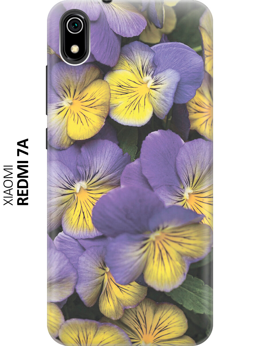 Силиконовый чехол Фиолетовые и желтые фиалки на Xiaomi Redmi 7A / Сяоми Редми 7А