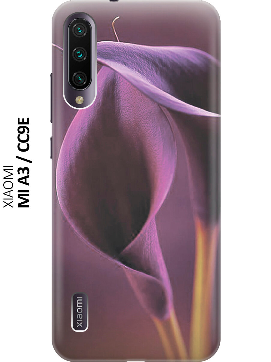 Силиконовый чехол на Xiaomi Mi A3 / CC9e / Сяоми Ми А3 / Ми СС9е с принтом "Сиреневые каллы"