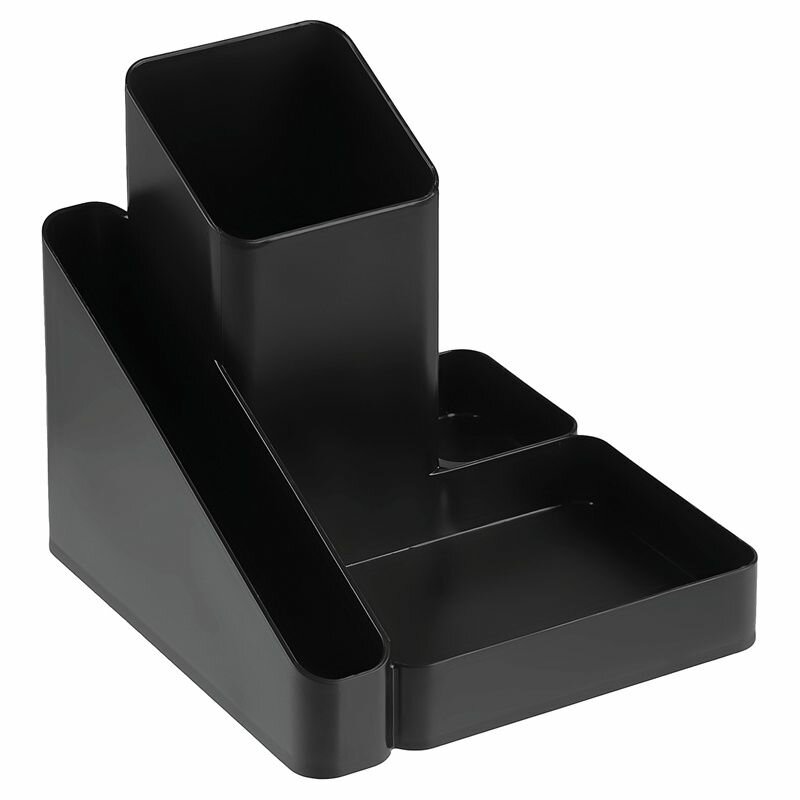 Подставка-органайзер СТАММ "Имидж", 115х122х111 мм, 4 отделения, черная (ОР31)