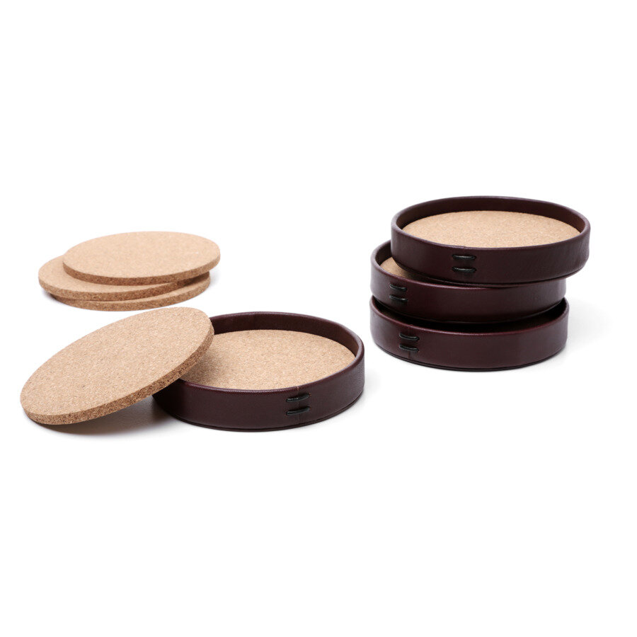 Набор подставок под стаканы Liiton, 4 шт, кожа натуральная, комплект, премиум