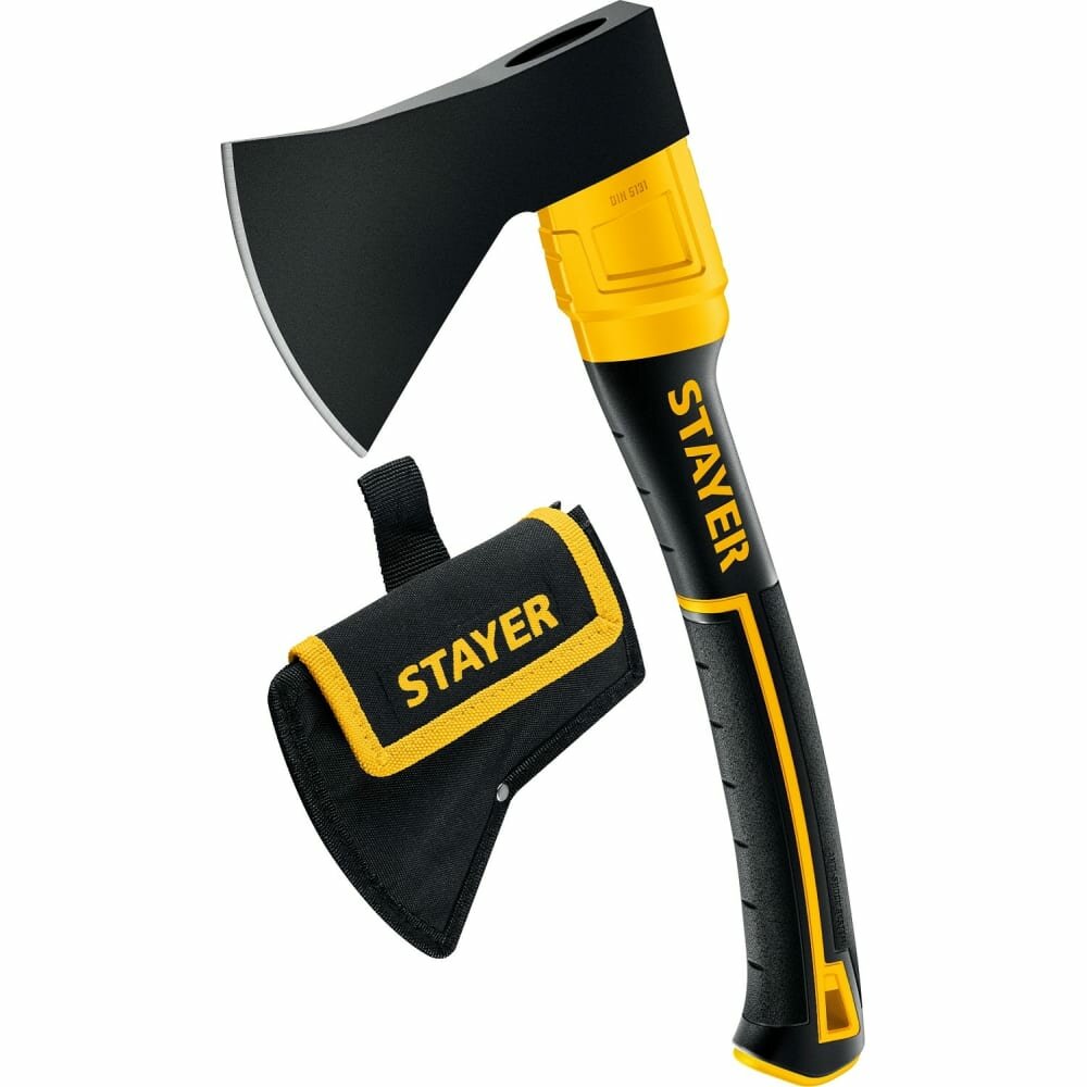 Кованый топор STAYER Fiberglass 600/800 г, с чехлом 2062-06P, применяется