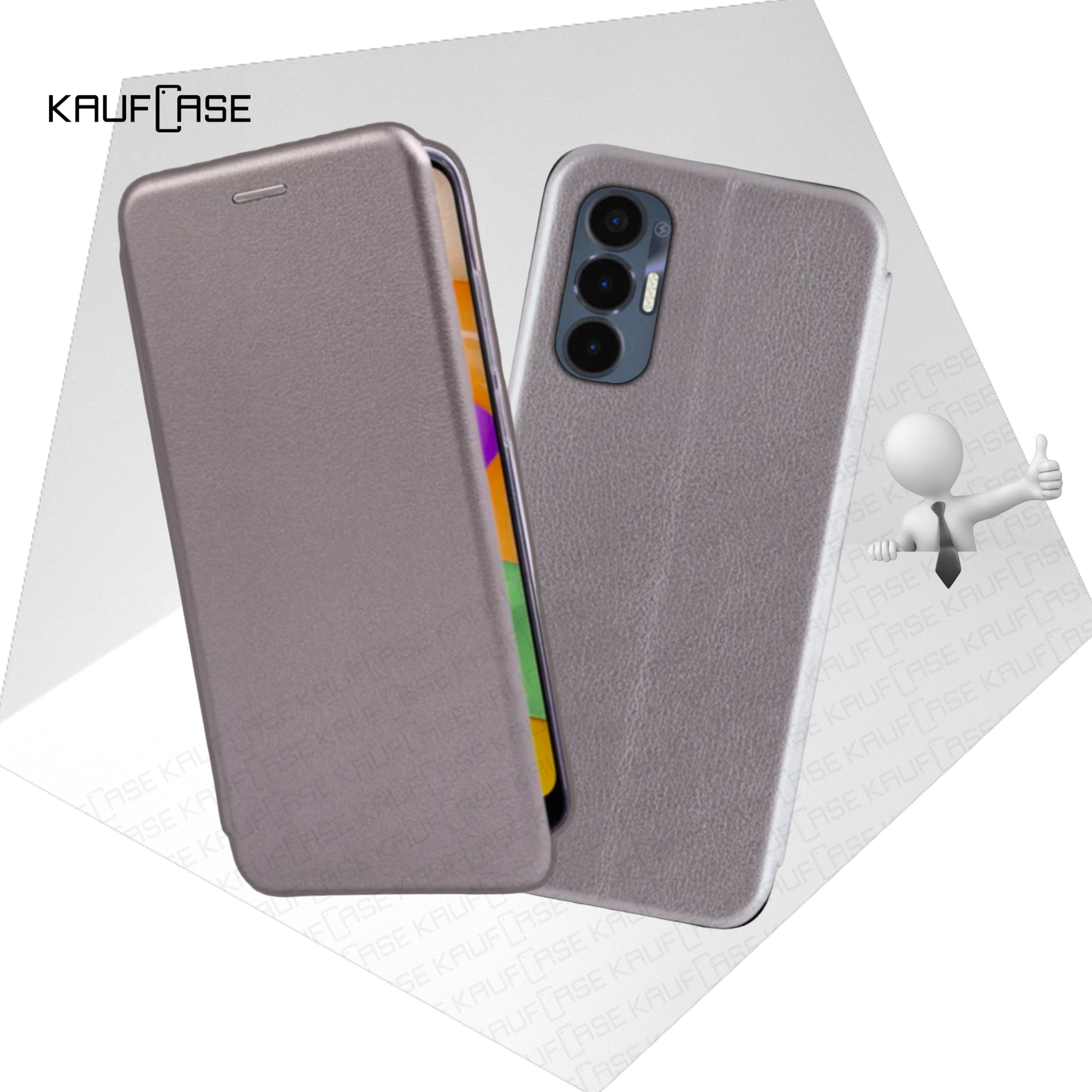 Чехол книжка для телефона Tecno Pova 3 (LF7n) (6.9"), серебро. Текстура под кожу