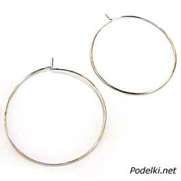 Фурнитура для бижутерии Кольца для сережек 0000631 серебряный цвет 25 мм, цена за 10 пар