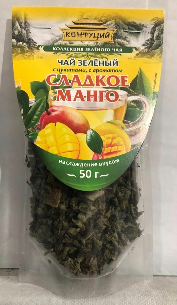 Чай зелёный "Сладкое манго" с цукатами и ароматом сладкого манго.