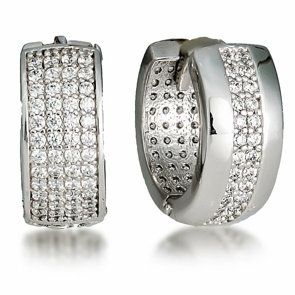 Серьги, серебро, 925 проба, родирование, фианит