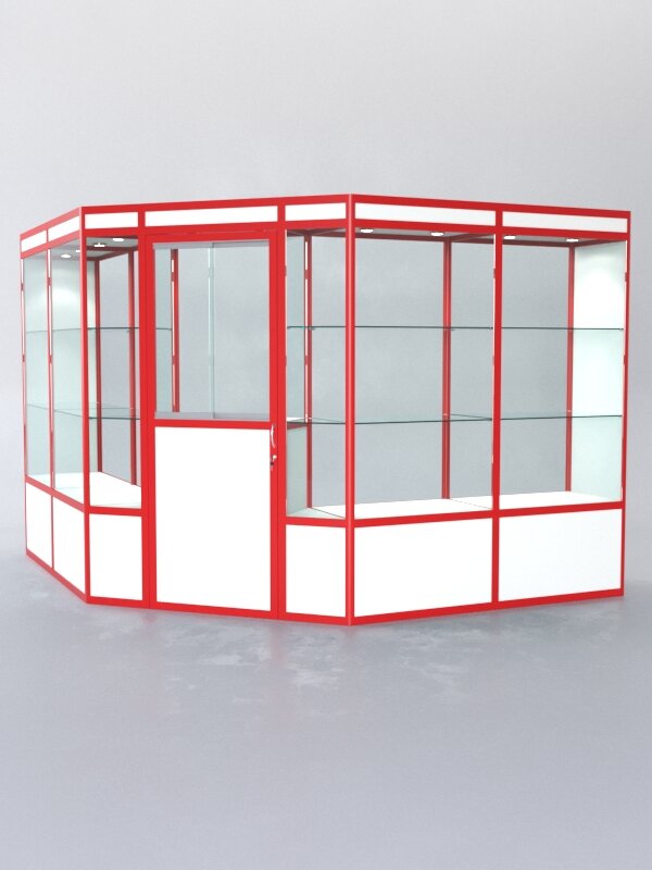 Павильон торговый из профиля угловой №7а, Белый + Красный. Производитель товара - компания Westcom.