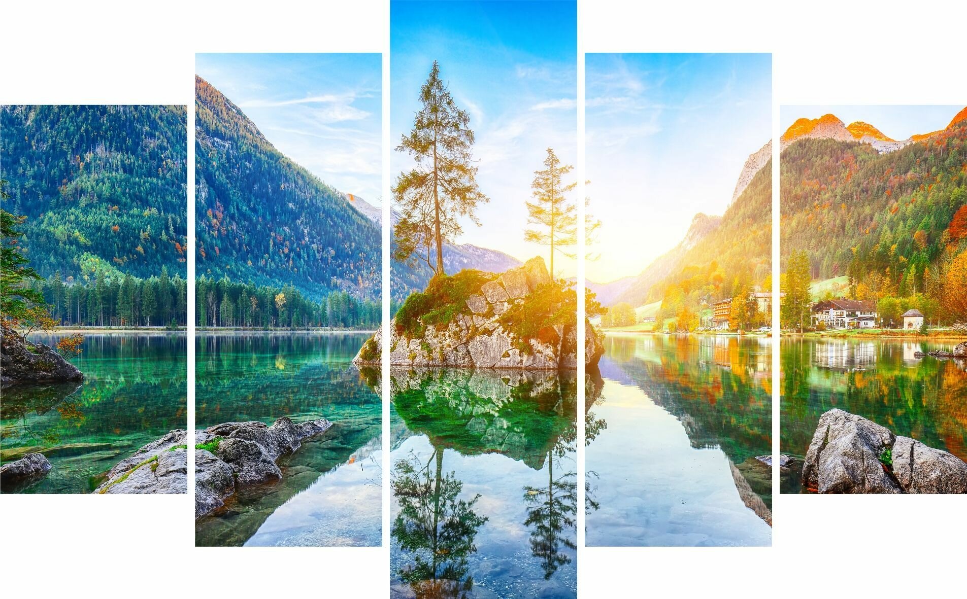 Модульная картина "Озеро в горах"80х140см