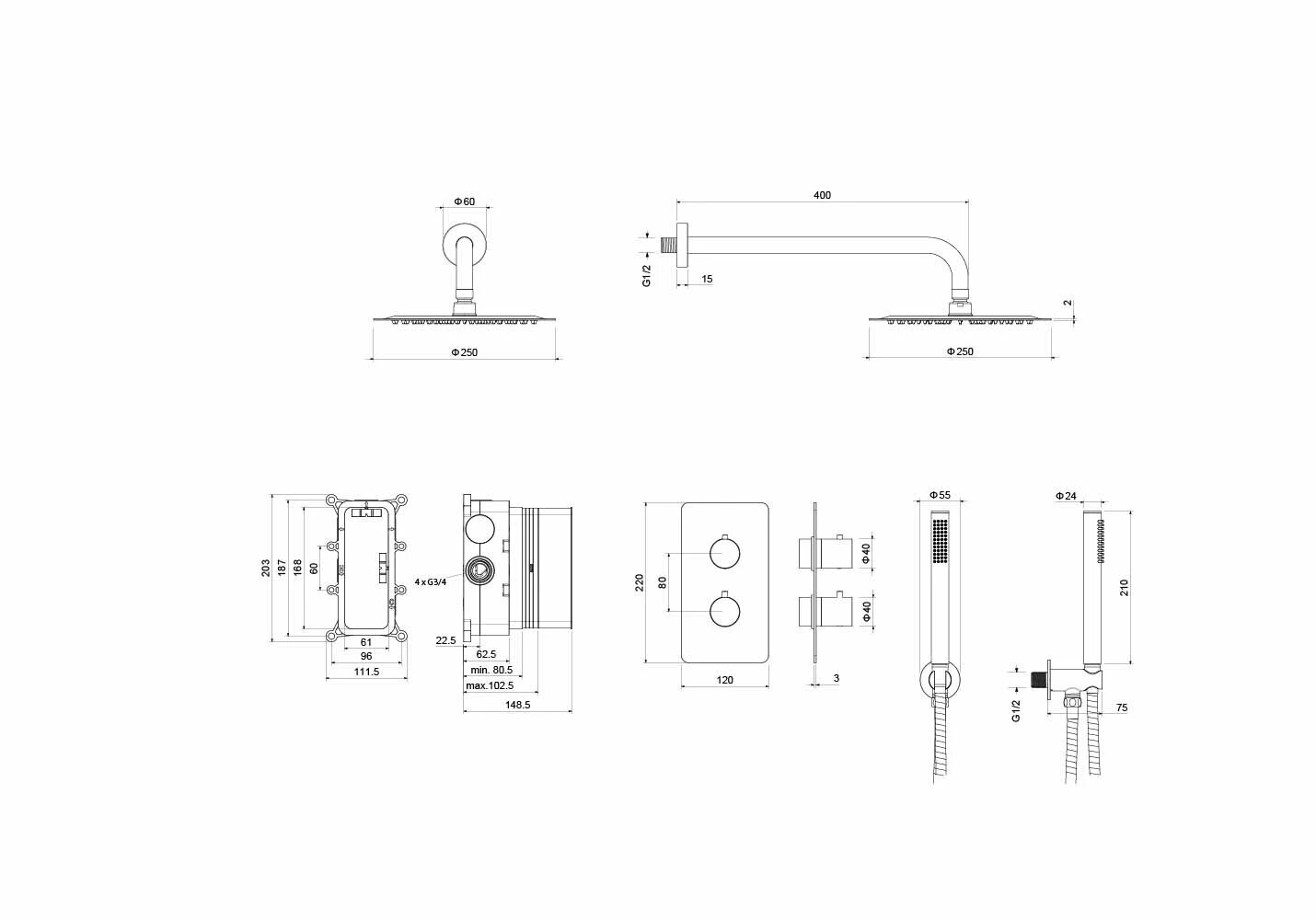 Комплект для ванной Aquatek европа матовый черный европа AQ1376MB