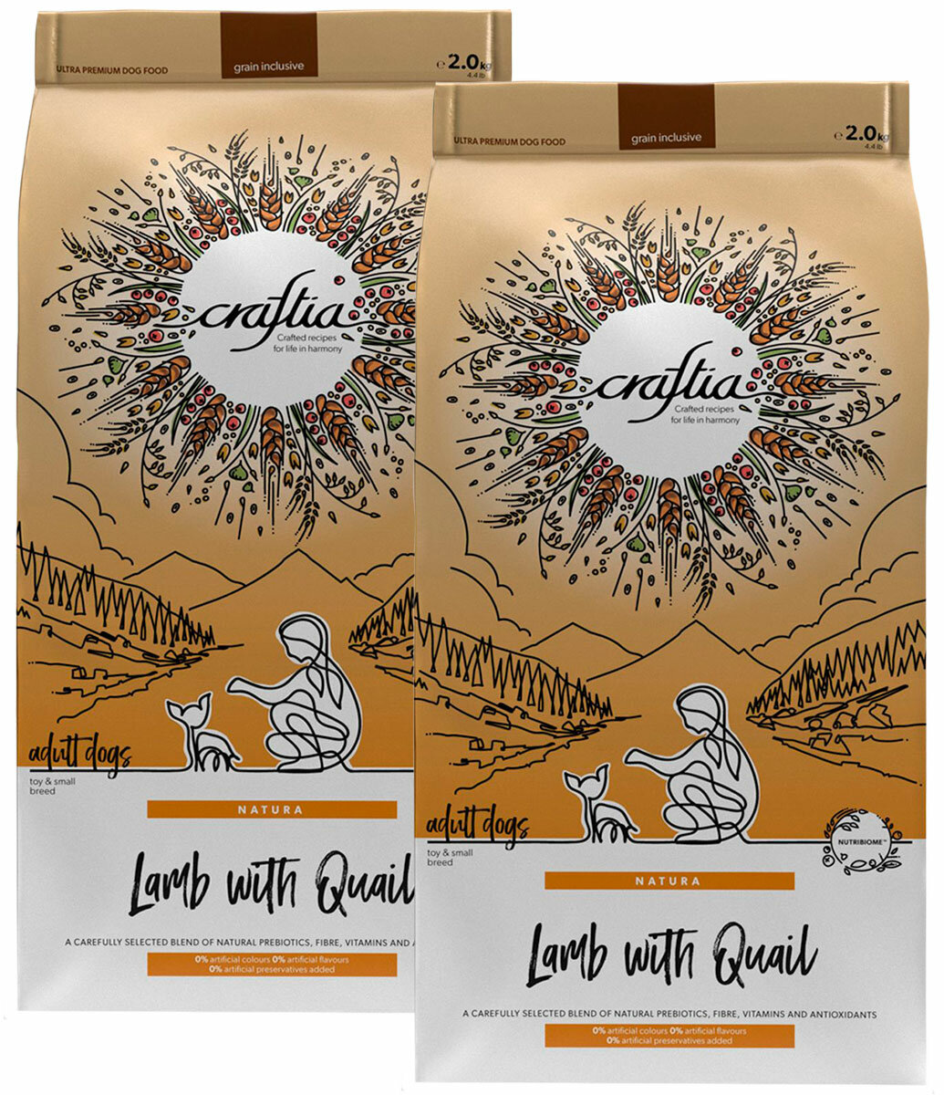 CRAFTIA NATURA ADULT DOG TOY&SMALL BREED LAMB&QUAIL взросл соб мал пород с ягненком и перепелкой 2 + 2 кг
