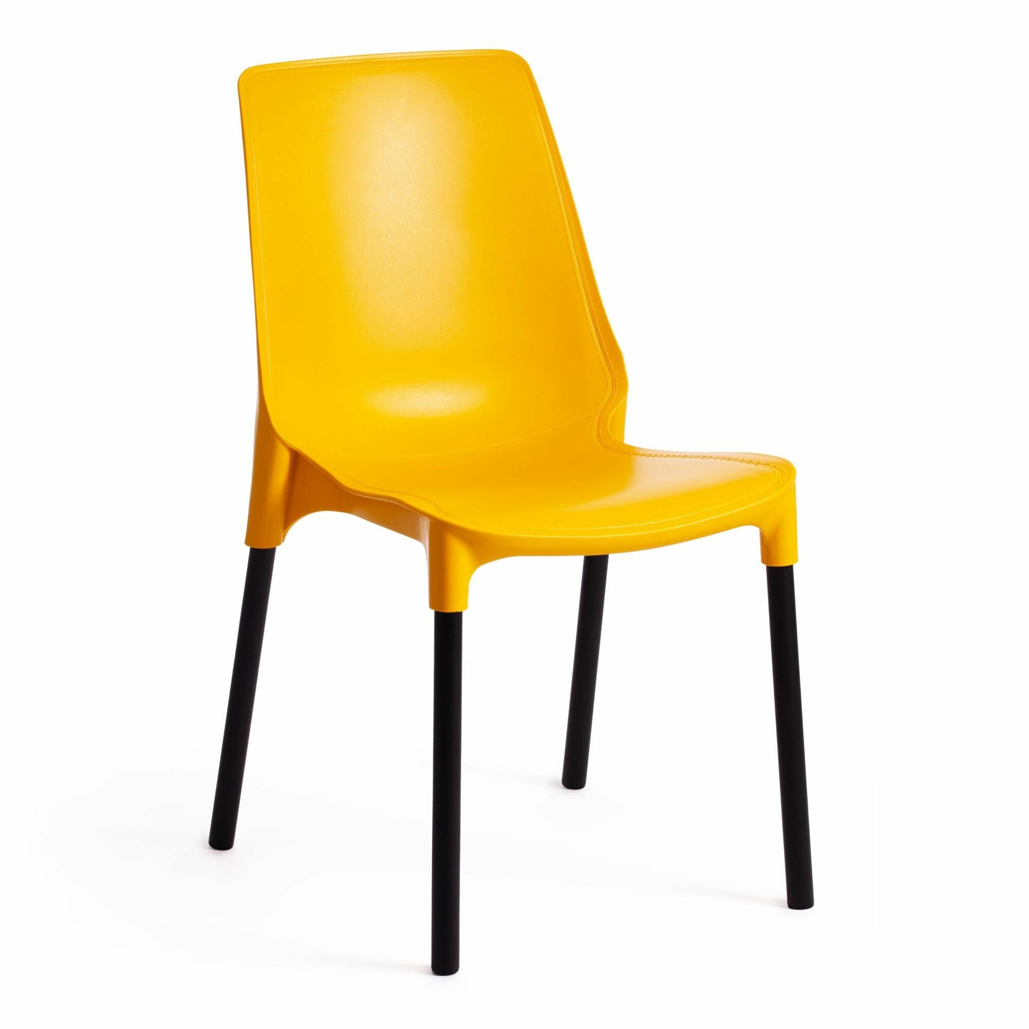 Стул GENIUS (mod 75) TetChair желтый, пластик, металл, твердое сиденье, без подлокотников