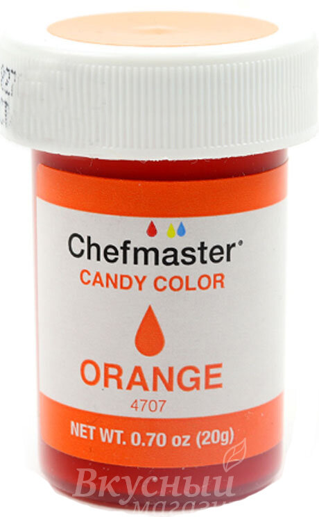 Краска гелевая жирорастворимая Оранжевая Orange Candy color Chefmaster, 20 гр. (Набор из 2 шт.)