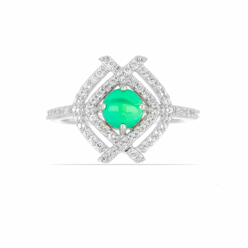 Кольцо, серебро, 925 проба, родирование, топаз, опал