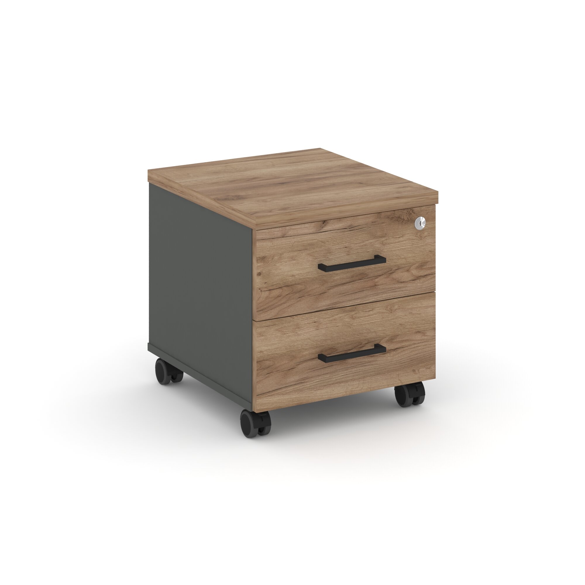 Тумба мобильная 2 ящика Стайл Проджект/Style Project Riva SN. TM-001 Антрацит /Дуб Табак 416*460*437