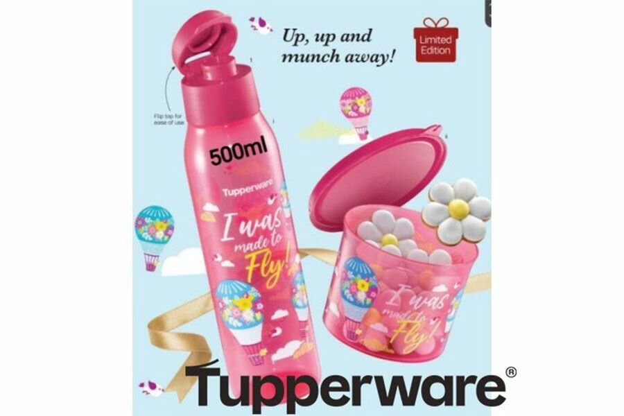 Эко-бутылка (500 мл) и Ёмкость (600 мл) "Праздник" розовые. Tupperware