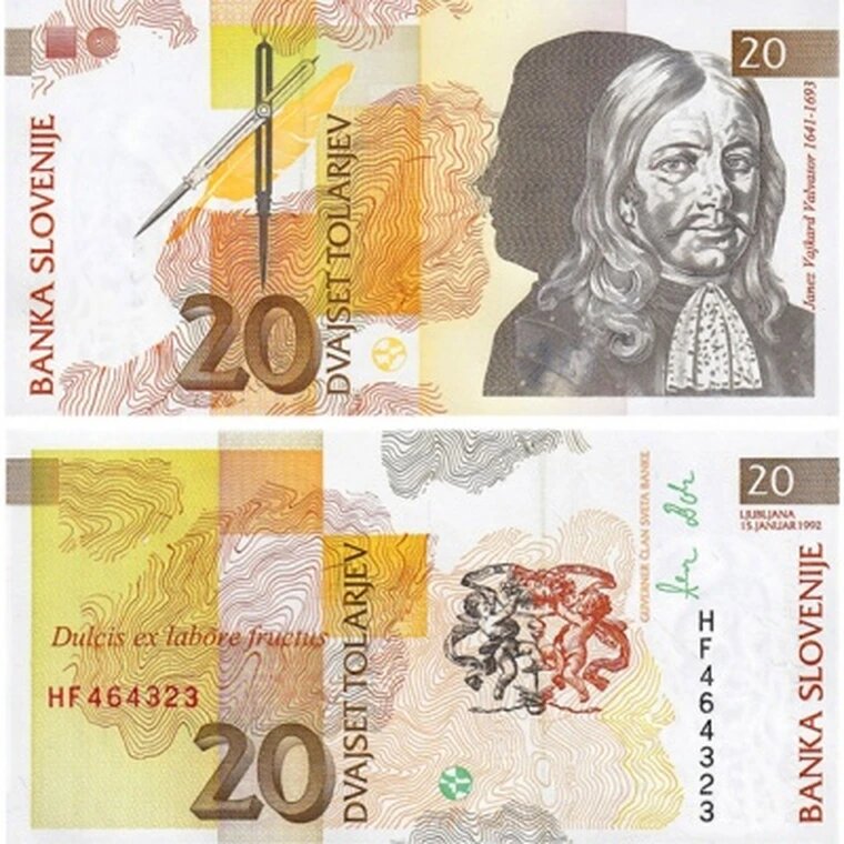 20 толаров 1992 Республика Словения, сувенирная копия, банкноты и купюры редкие коллекционные