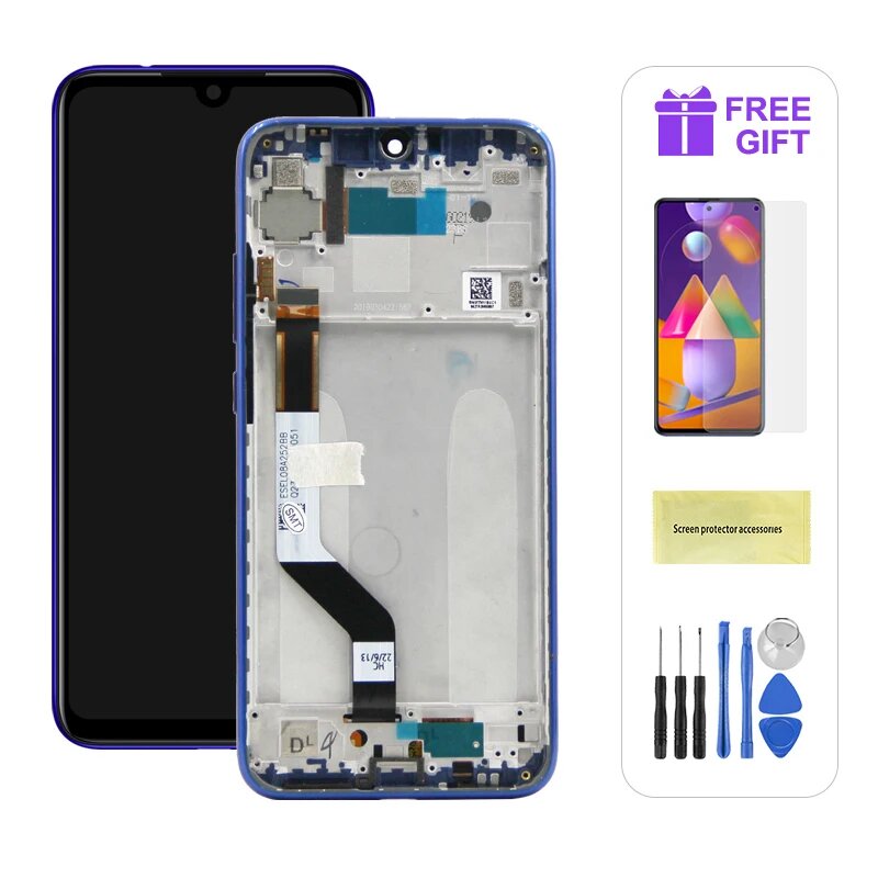 ЖК-дисплей качества AAA для Xiaomi Redmi Note 7, ЖК-дисплей с сенсорным экраном и Blue With Frame