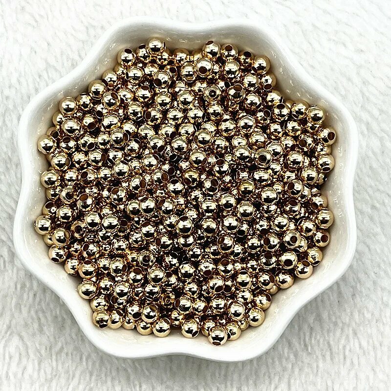 Бусины металлические 4 мм, KC gold, 100 шт