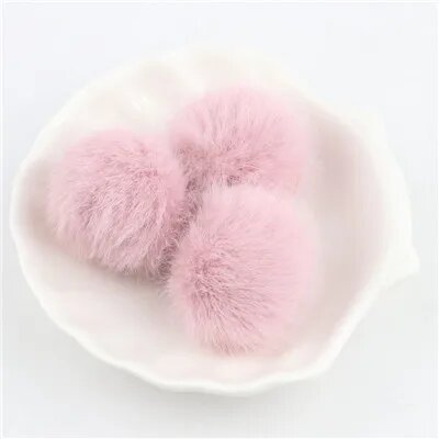 Меховые помпоны 35 мм, 10 шт. Розовый, pink