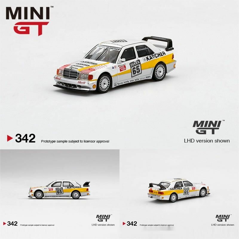 Машинка minigt 1/64 342 Mercedes-Benz 190E 2.5-16 Evolution II No.65 AMG Motorenbau 1990 DTM Die-cast alloy car model collection display gifts