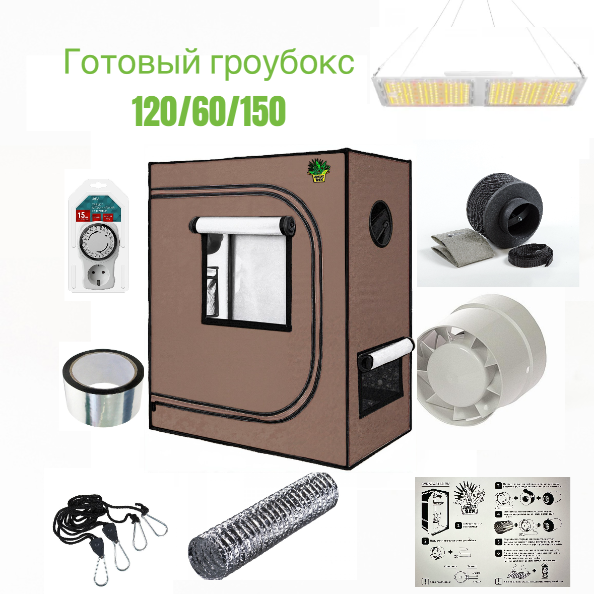 Гроубокс Growfaster Pro 120*60*150 Quantum Board 220 W, 120 см x 60 см x 150 см