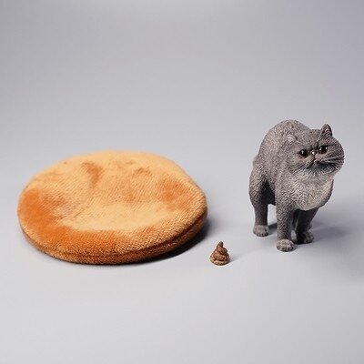 Моделирование полуприседания модели Гарфилда / Фигурка "Какающий кот" с лежанкой, размер 10.5х4.5х7.5 см / серый