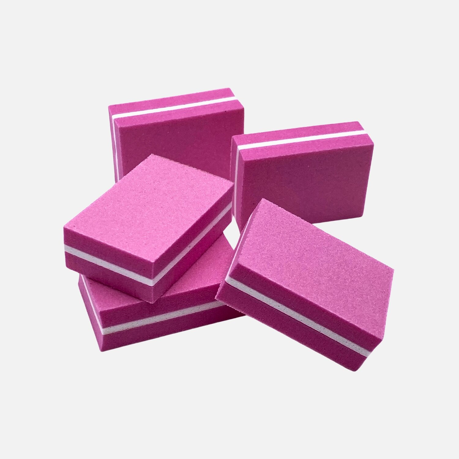 Мини-баф розовый Zoo Nail Art №1585 100/180 грит 5 шт универсальный