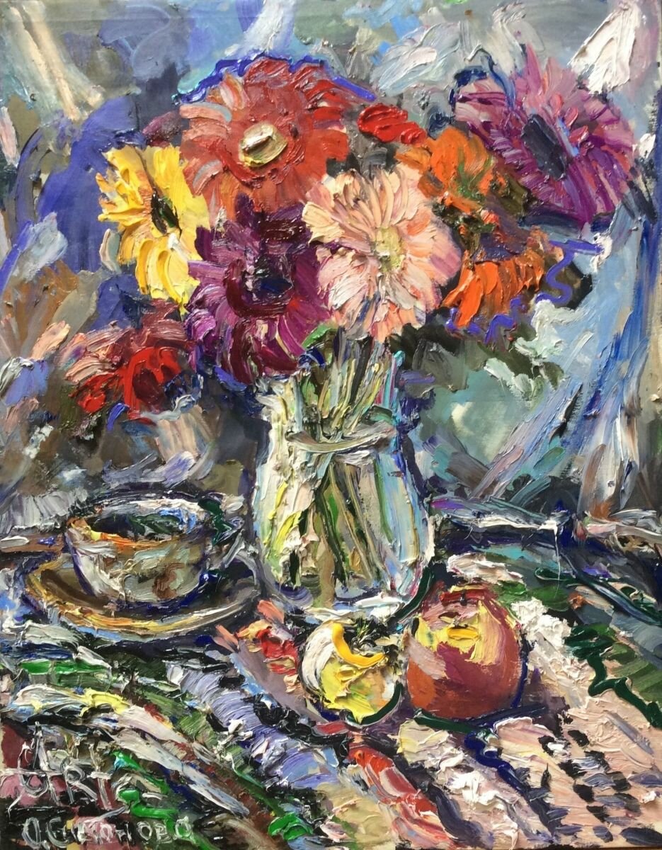 Ольга Симонова, Герберы-на-полосатом-коврике