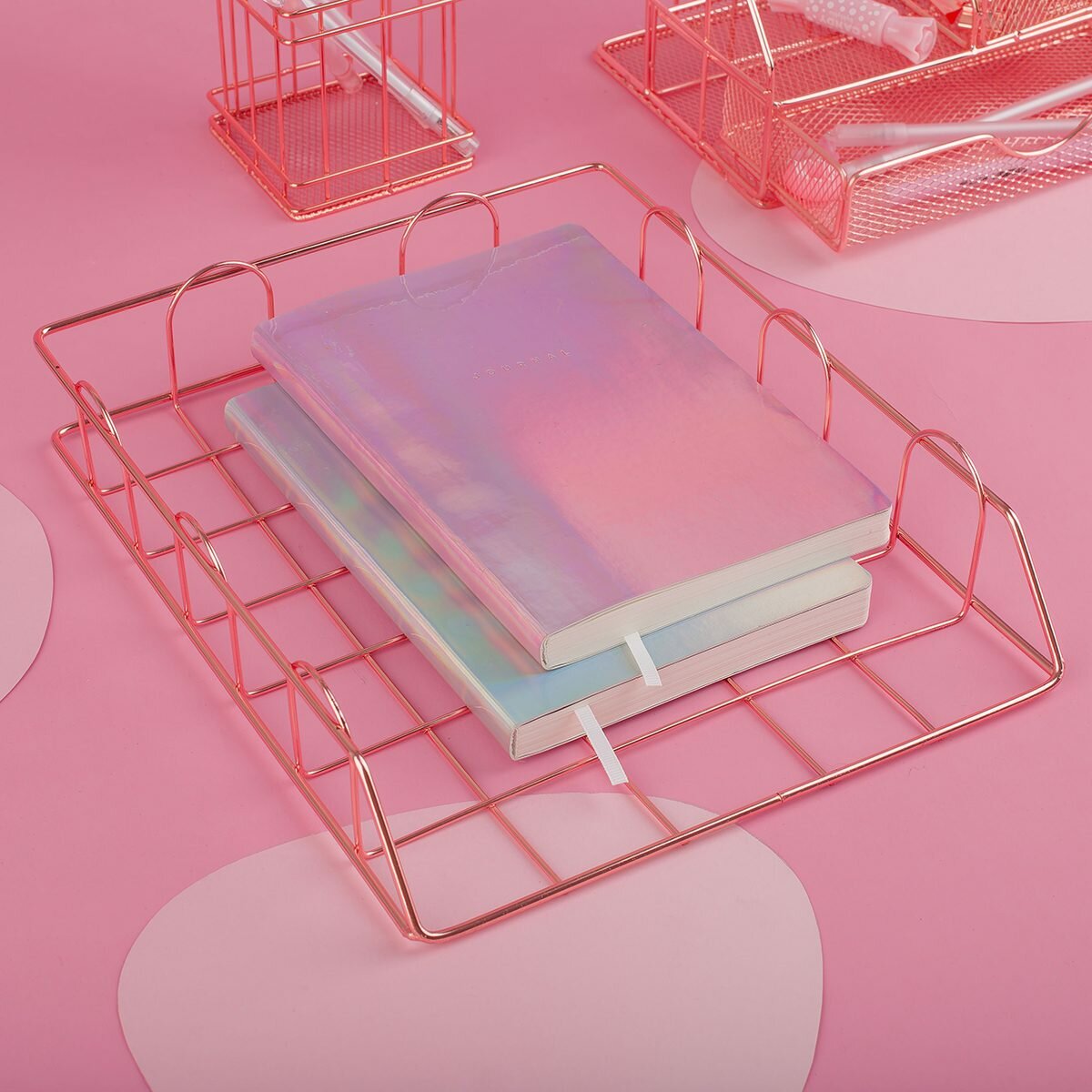 Лоток для бумаг горизонтальный MESHU "Rose Gold", металл (MS_39432)