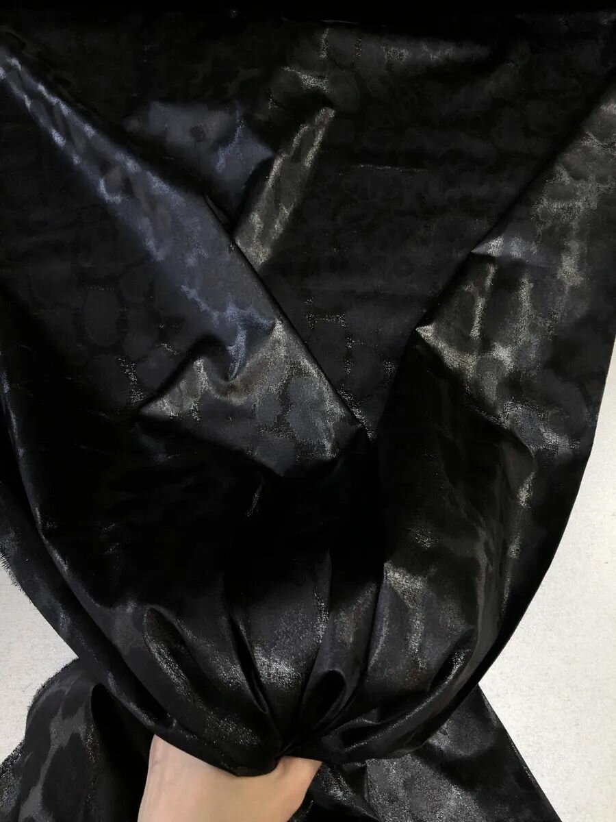 Ткань Жаккард плательный чёрный, 0,7 метра, Италия