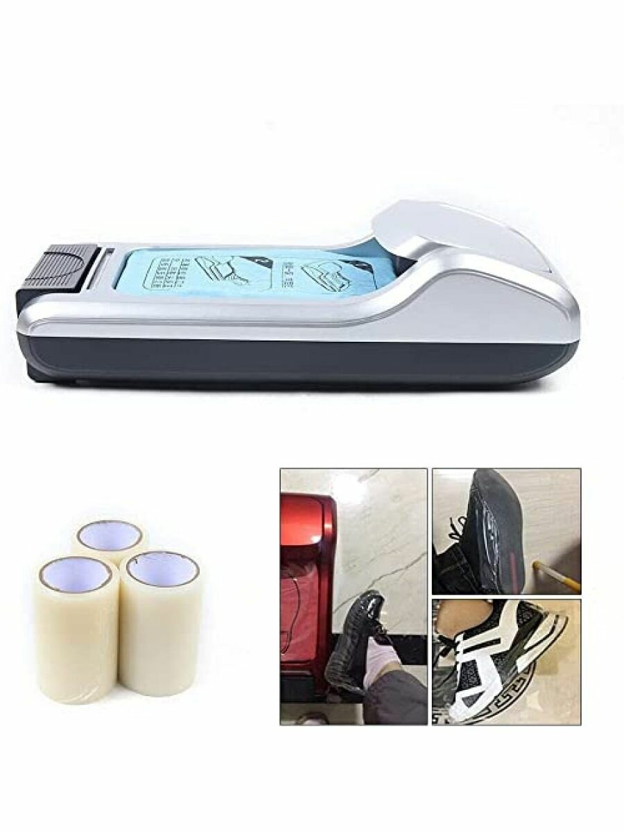 Машина для покрытия обуви с 3 рулонами пленки для обуви (600 в рулоне) для дома, офиса, бизнеса и полов с ковровым покрытием