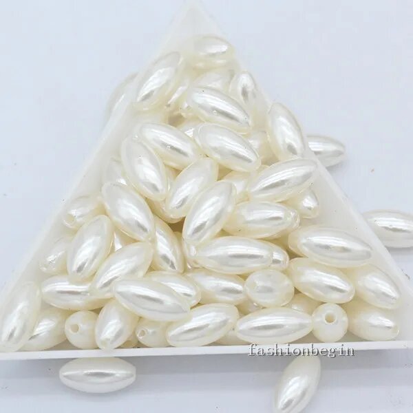 Акриловые овальные бусины Nidezon 100 шт. Белый, 100pcs 4x8mm, pearl white